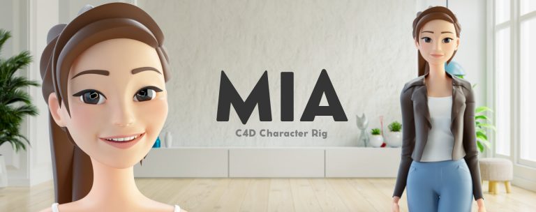 Mia C4D Rigged cartoon stylized female character | Animation Ready