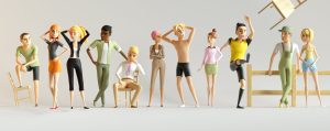 5k Character pack C4D Rigged pack of stylized characters