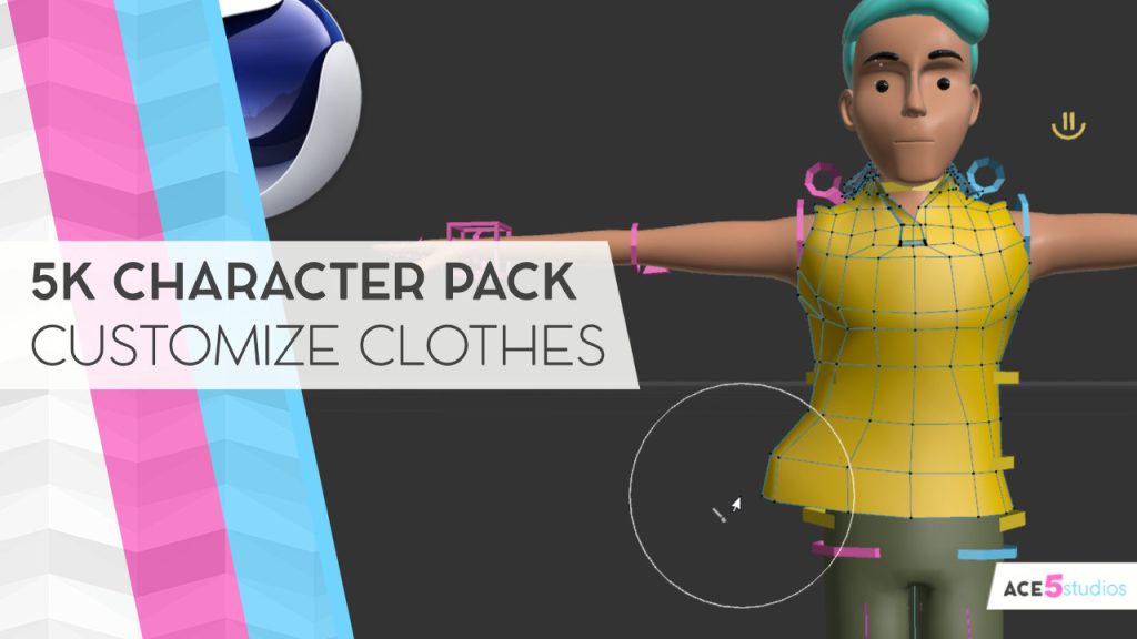 5k Character pack C4D Rigged pack of stylized characters