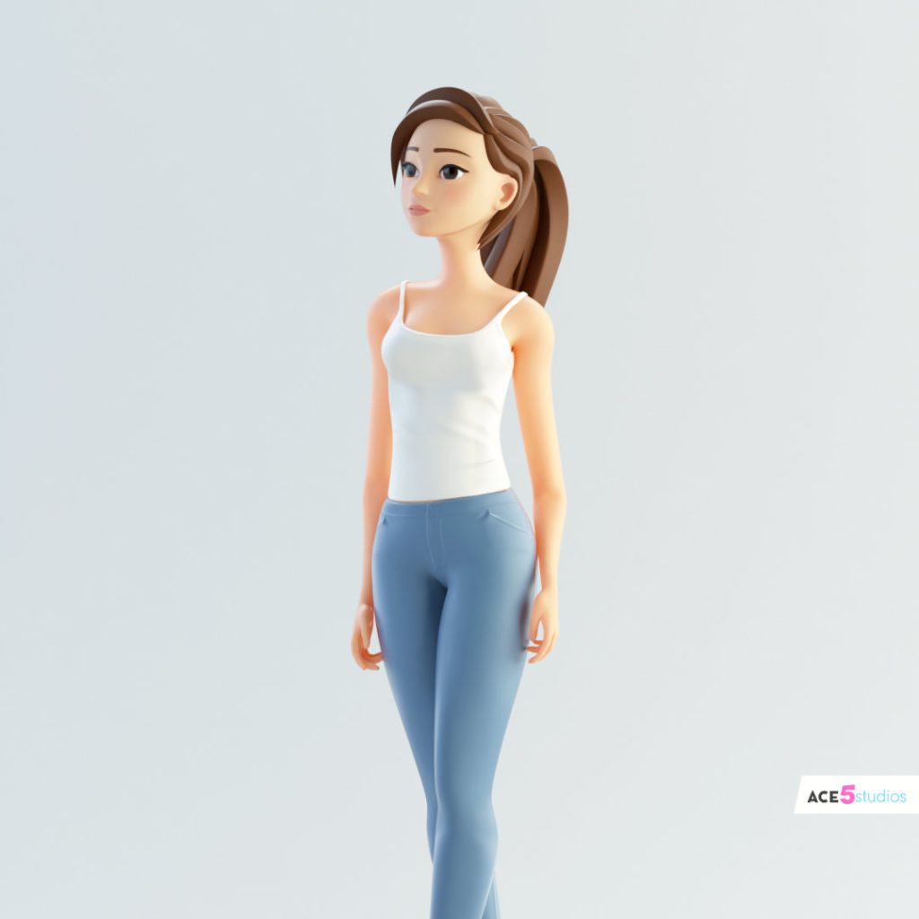 Mia C4D Rigged cartoon stylized female character | Animation Ready