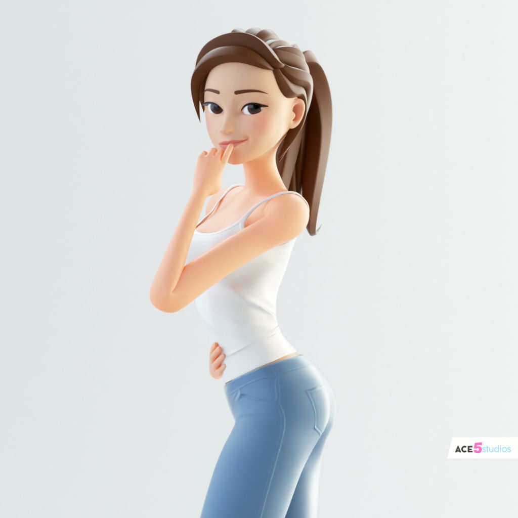 Mia C4D Rigged cartoon stylized female character | Animation Ready