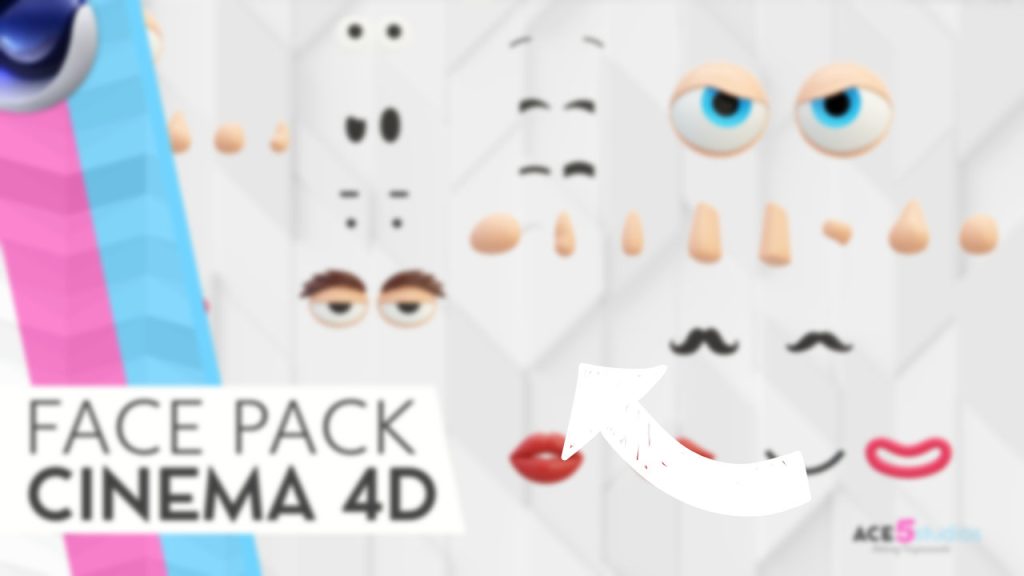 Face pack C4D Rigged cartoon stylized Face pack | Animation Ready
