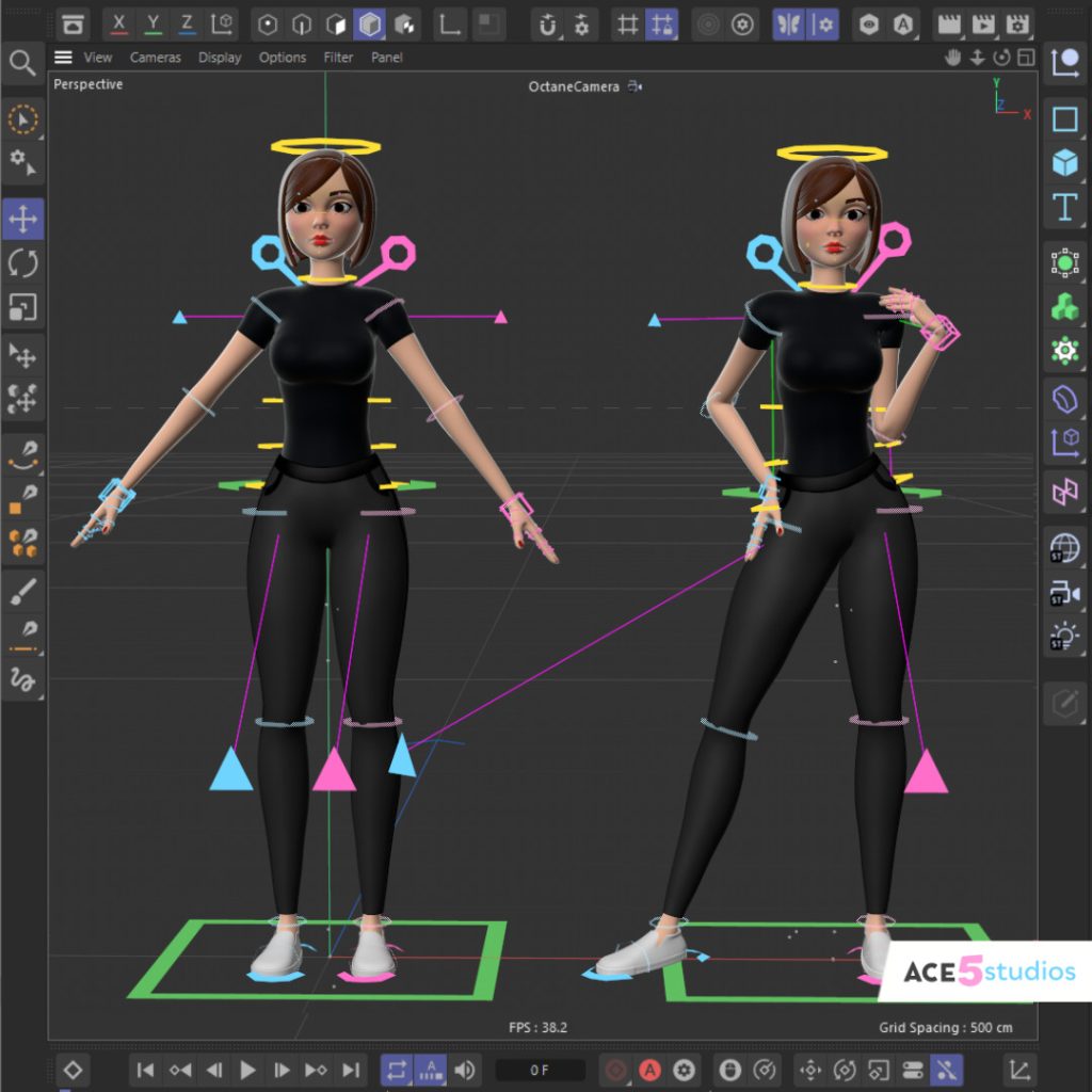 Melissa C4D Rigged cartoon stylized female character | Animation Ready