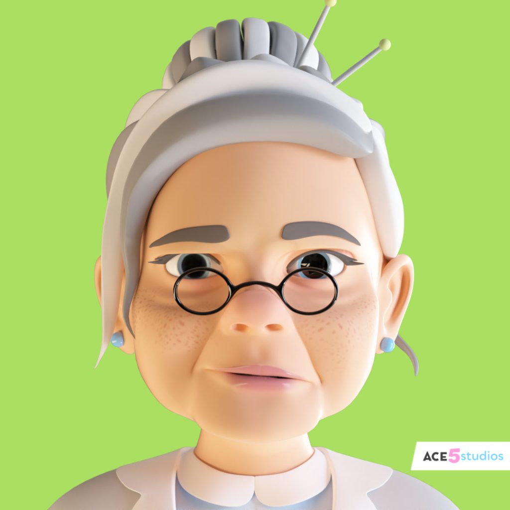 C4D Rigged cartoon stylized Granny character | Animation Ready