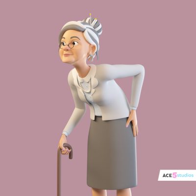 C4D Rigged cartoon stylized Granny character | Animation Ready